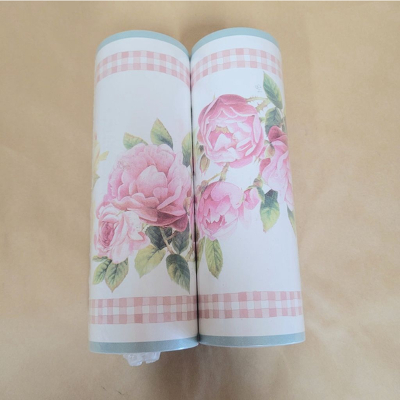 Unbranded | Wall Decor | Rose Border Paper Wallpaper Pink Green 65 Inch ...